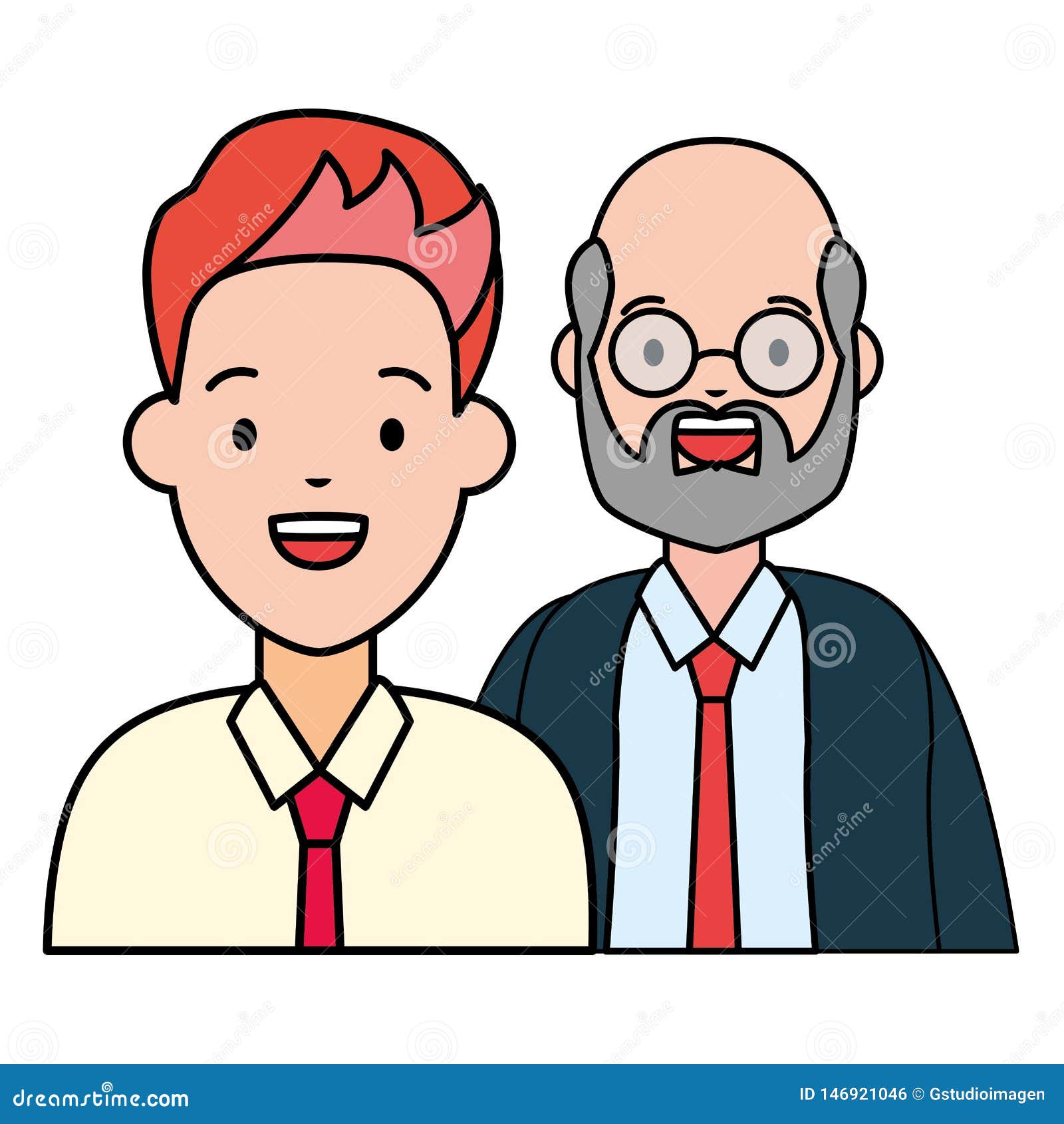 Two Men Diversity Characters Stock Illustration - Illustration of ...