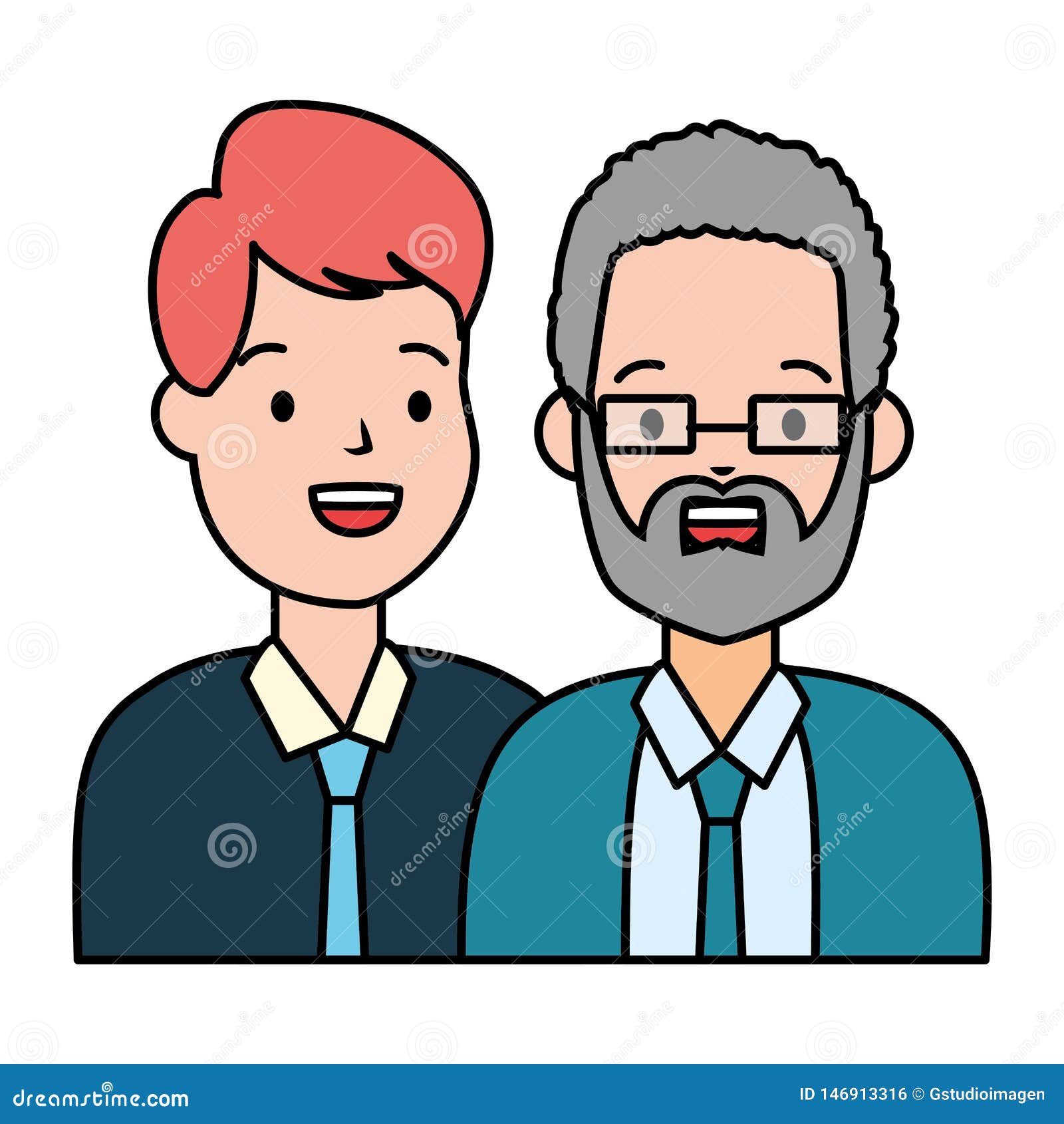 Two Men Diversity Characters Stock Illustration - Illustration of ...