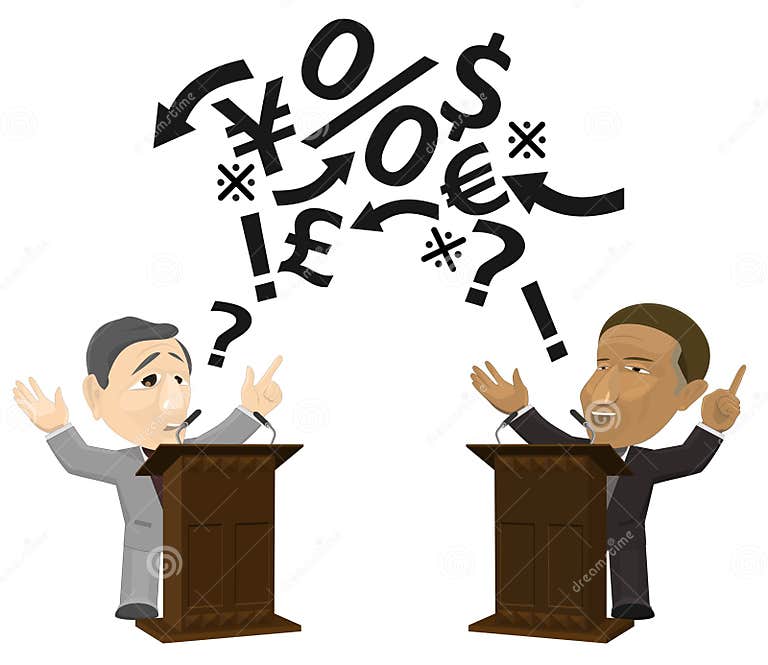 Two Men Engaging in Podium Debate Stock Vector - Illustration of ...