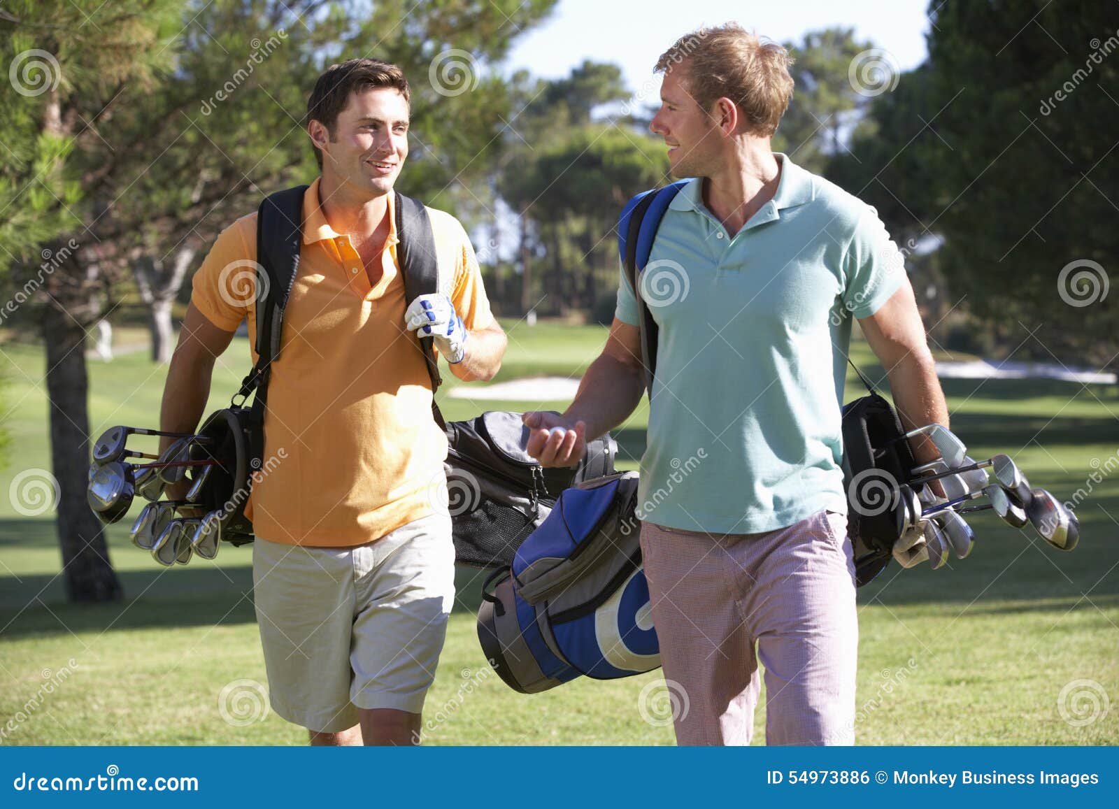 Two Men Enjoying Game of Golf Stock Photo - Image of space, playing ...