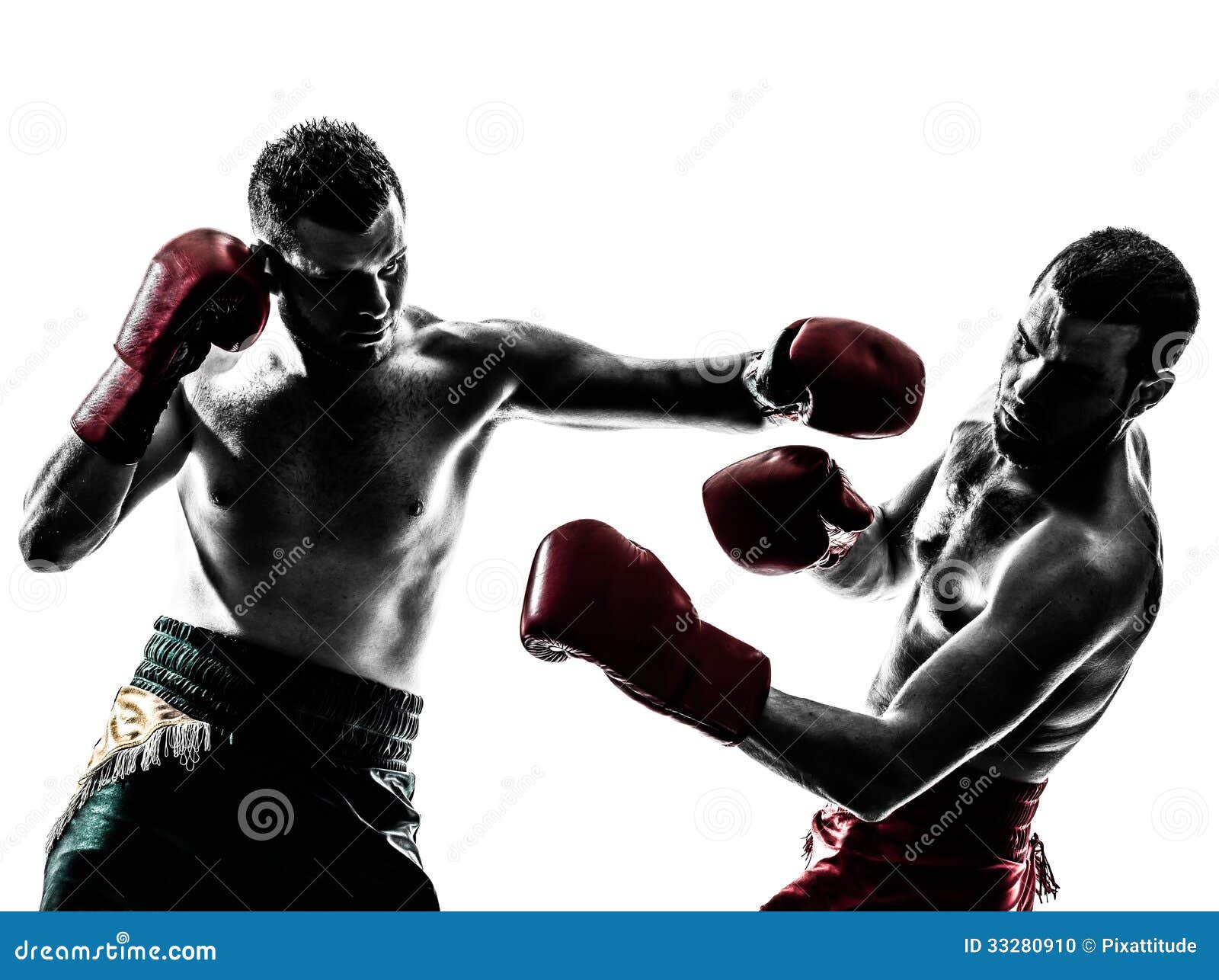 Silhouette Muay Thai Boxer In Sunset Background Stock Photo ...