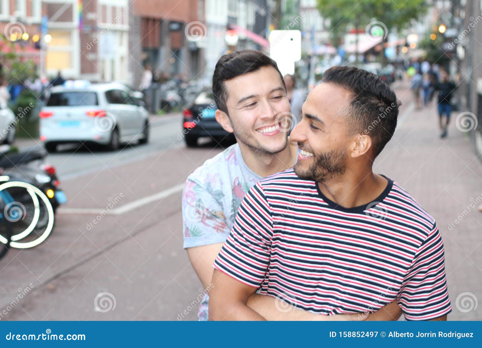 Two men falling in love stock image. Image of interracial - 158852497