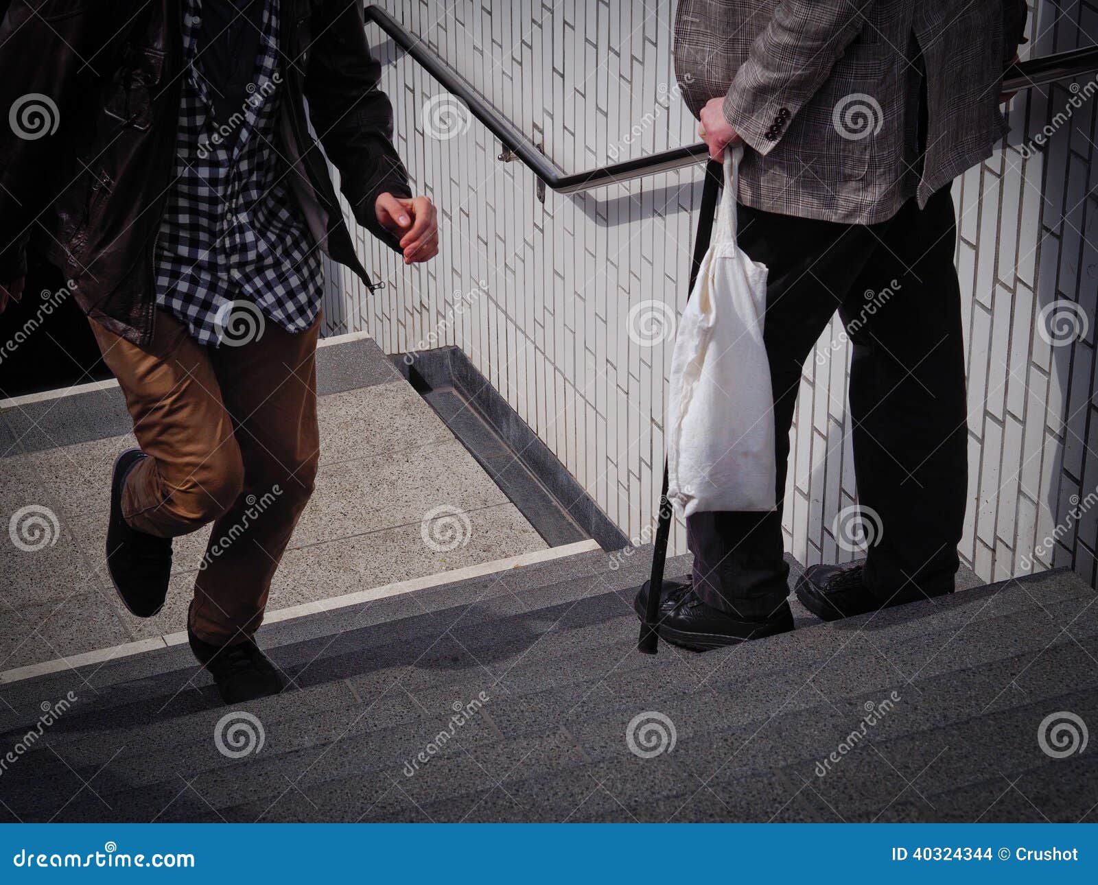 Two men, fast and slow stock photo. Image of stairs, moving - 40324344