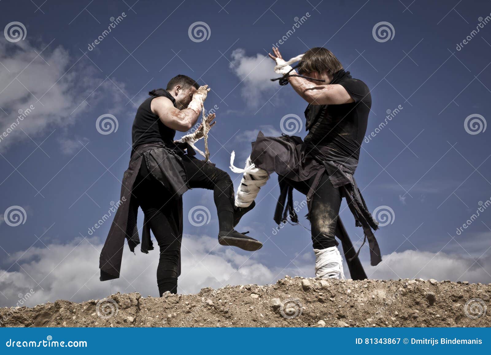Two men are fighting stock image. Image of ninja, human - 81343867