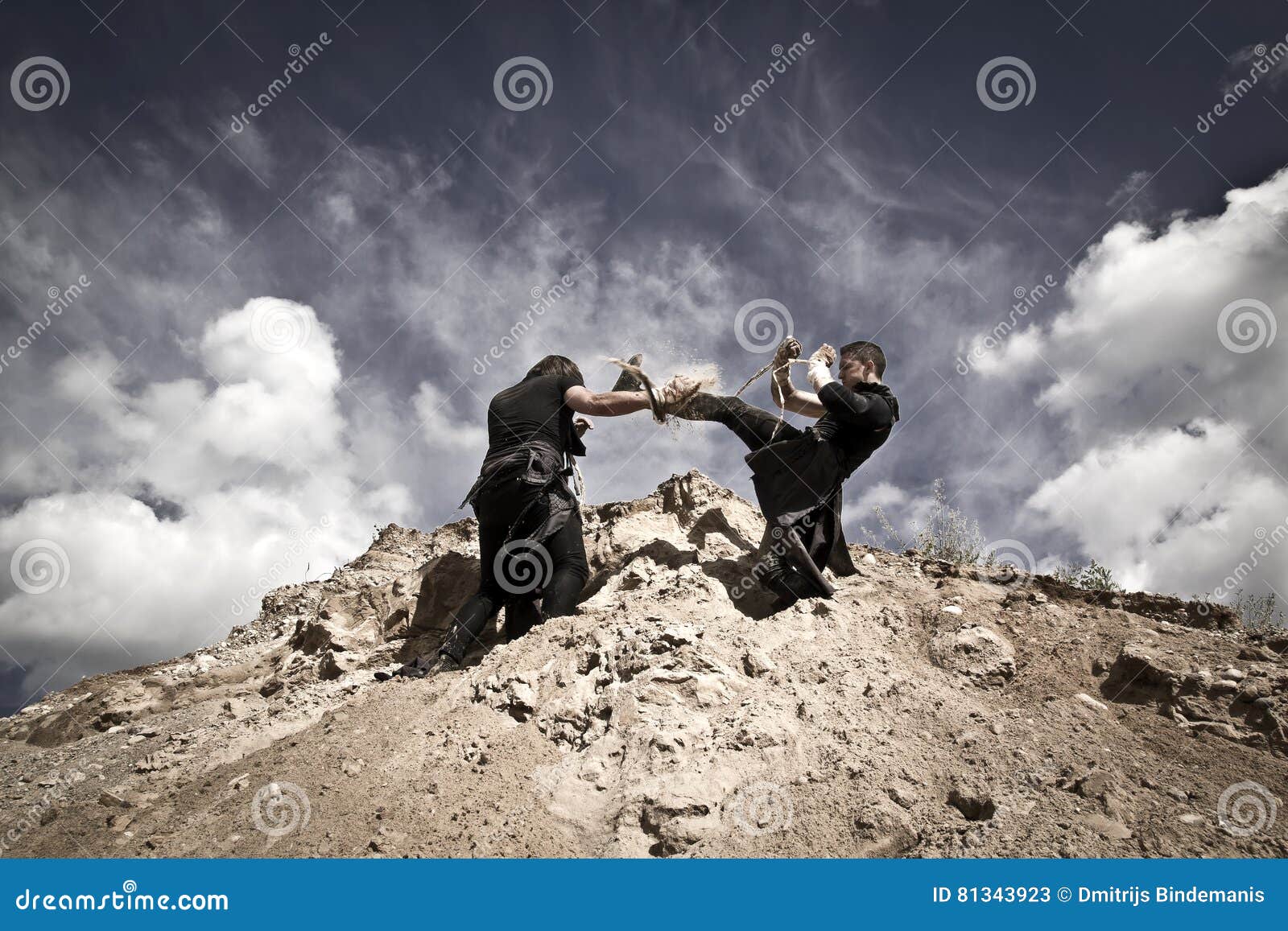 Two men are fighting stock image. Image of blue, jump - 81343923