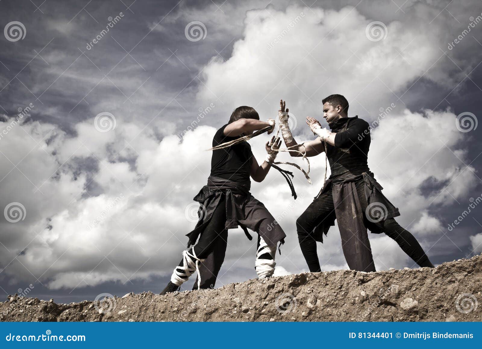 Two men are fighting stock image. Image of jump, blue - 81344401