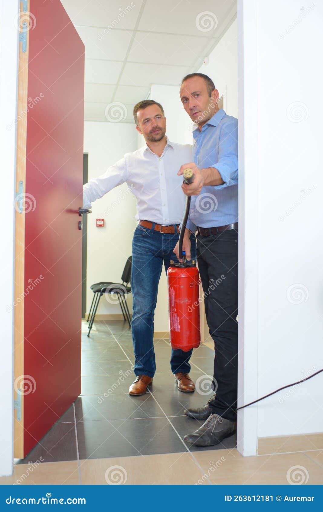 Two Men and Fire Control Drill Stock Image - Image of profession, fire ...