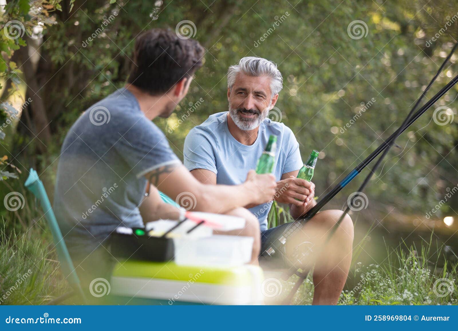 Two Men Fishing at Summer Time Stock Photo - Image of horizontal ...