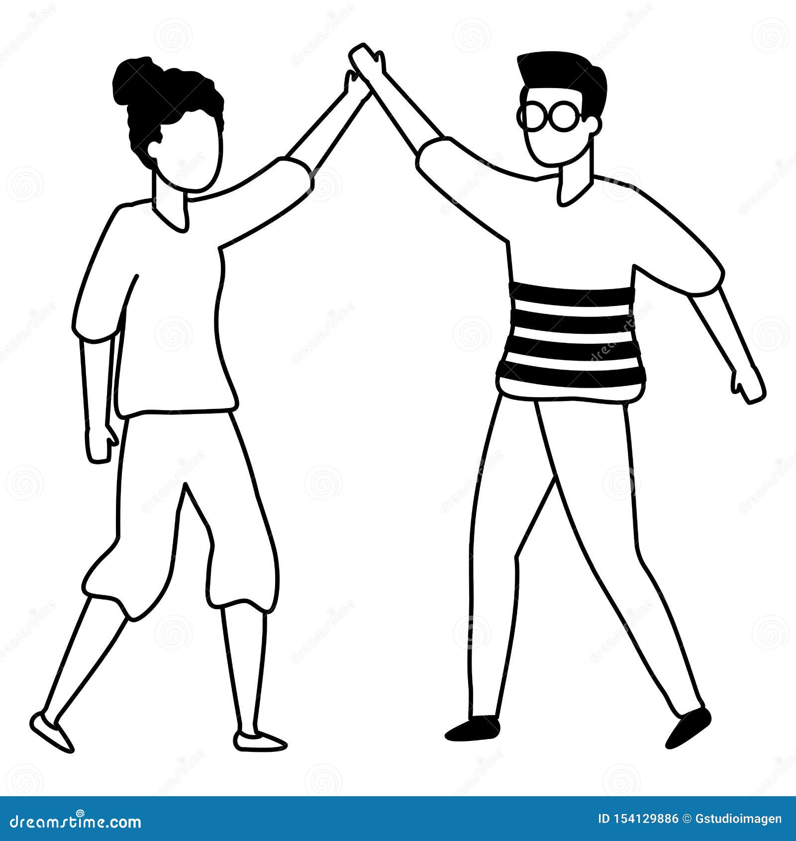 Two Men Friendly Together Characters Stock Illustration - Illustration ...