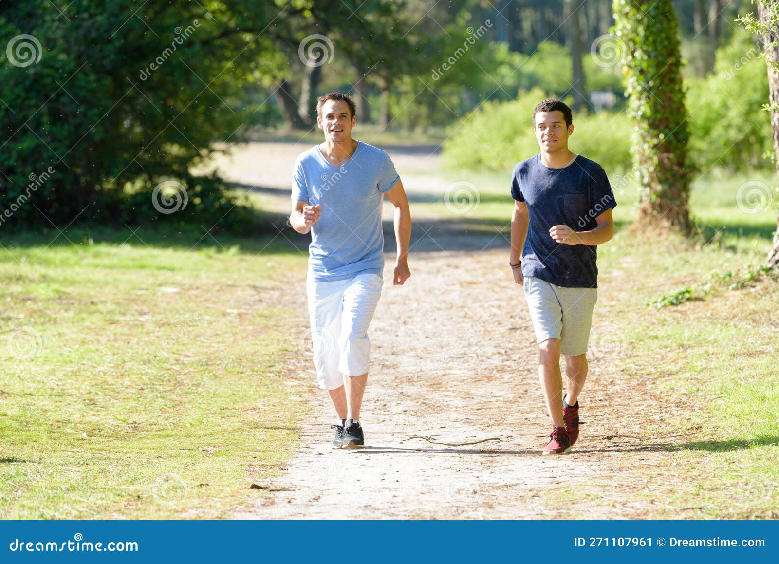 Two Men Friends Jogging Outdoors Stock Image - Image of cross ...