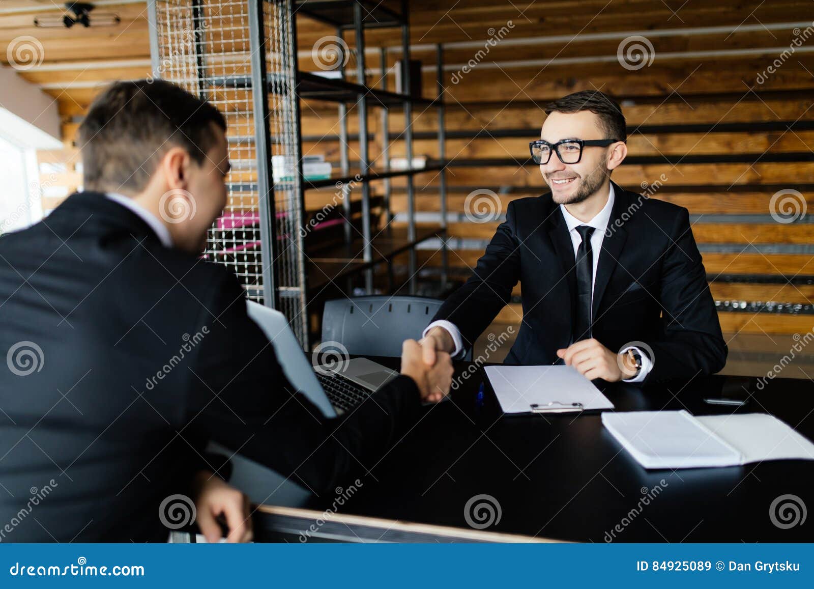 Two Men Get an Agreement and Shake Hands. Stock Image - Image of ...