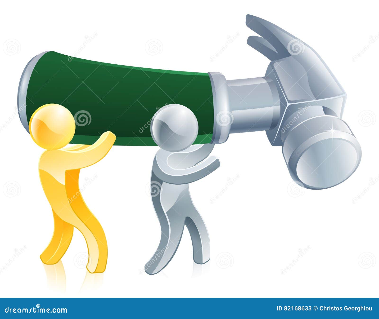 Two Men with a Giant Hammer Stock Vector - Illustration of giant ...