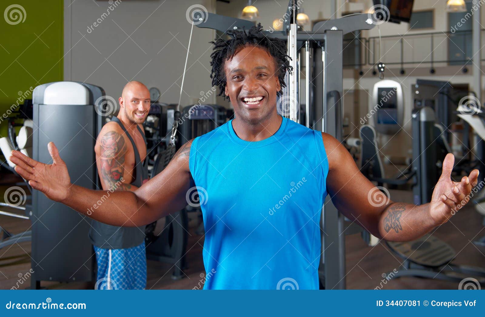 Two men in gym stock image. Image of looking, adult, clothing - 34407081