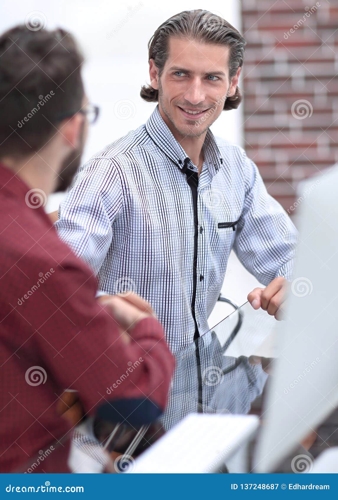 Two Men Handshake in the Office Stock Image - Image of creative, hand ...