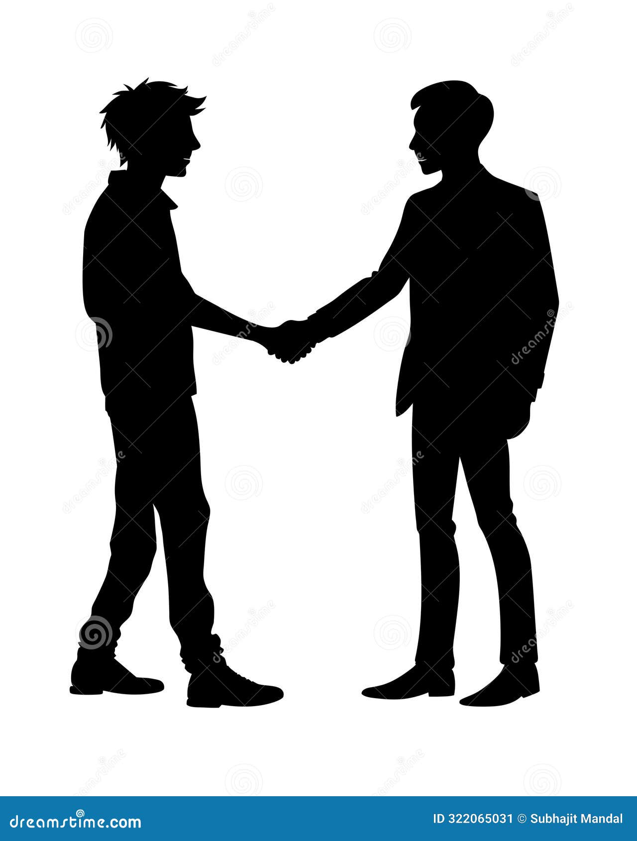 Two Men Handshake Silhouette Vector Stock Vector - Illustration of ...