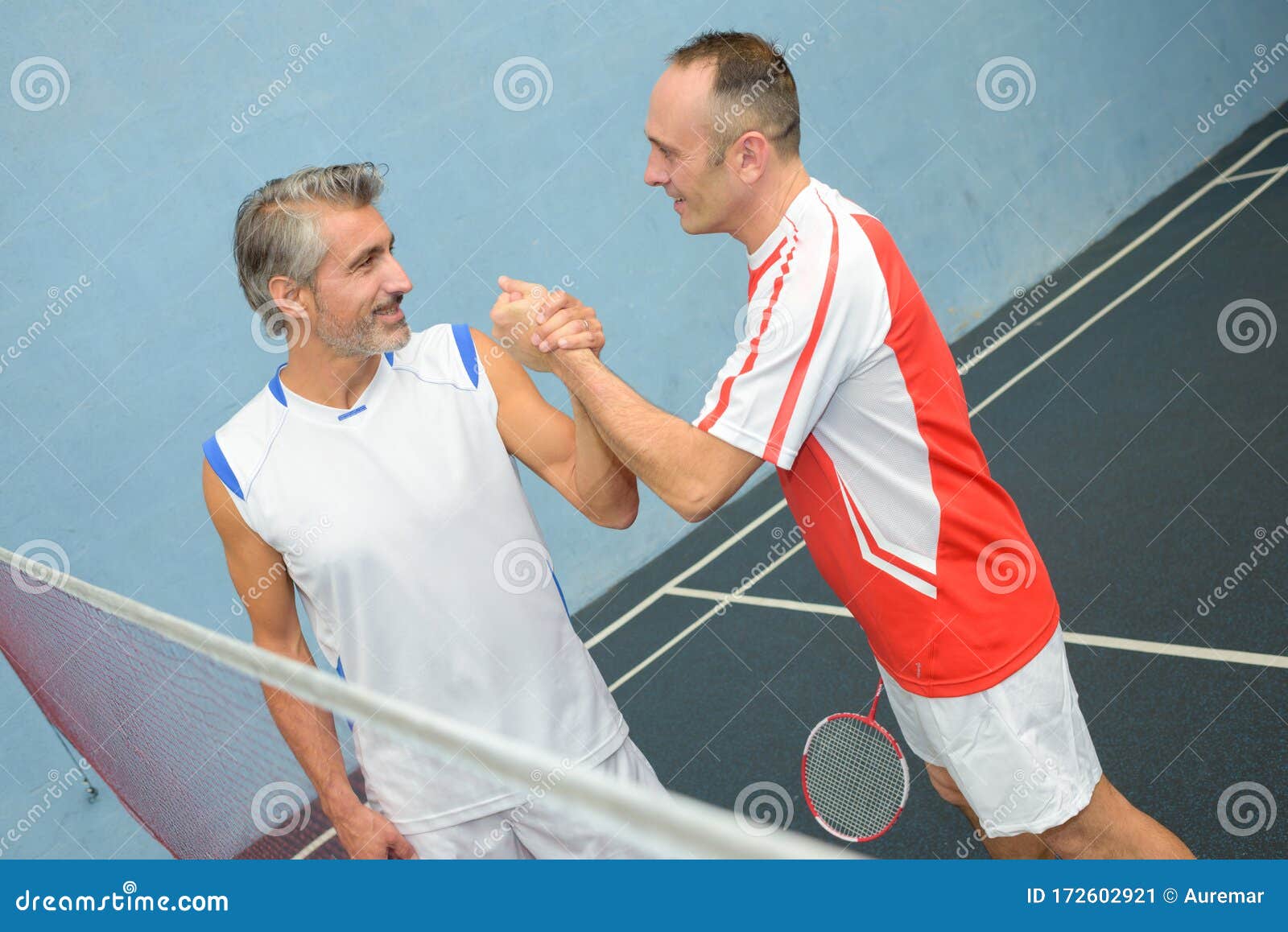 Two Men Happy Badminton Team Stock Image - Image of teamwork ...