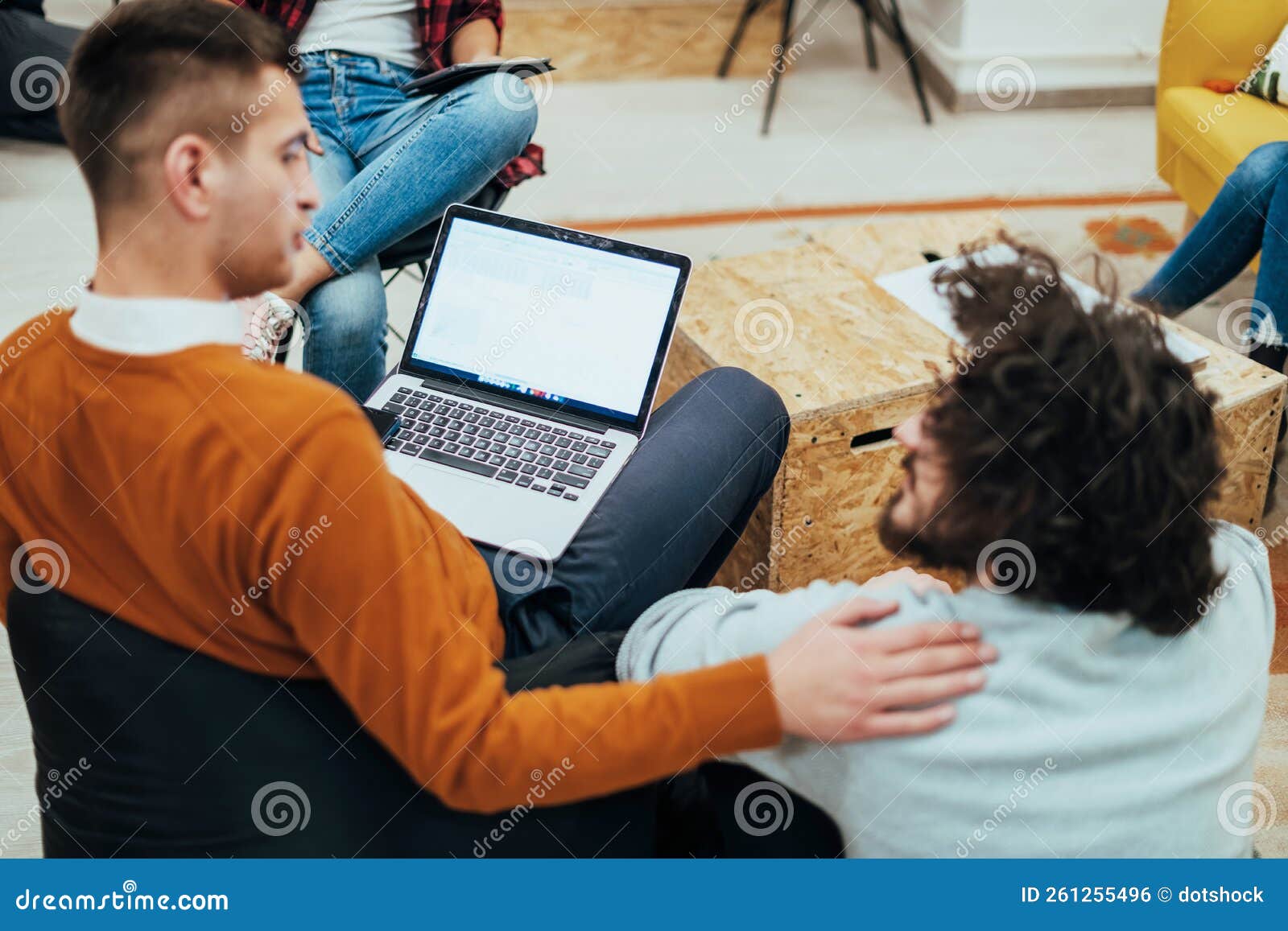 Two Men Having Fun on a Break from Work in a Modern Office Stock Photo ...