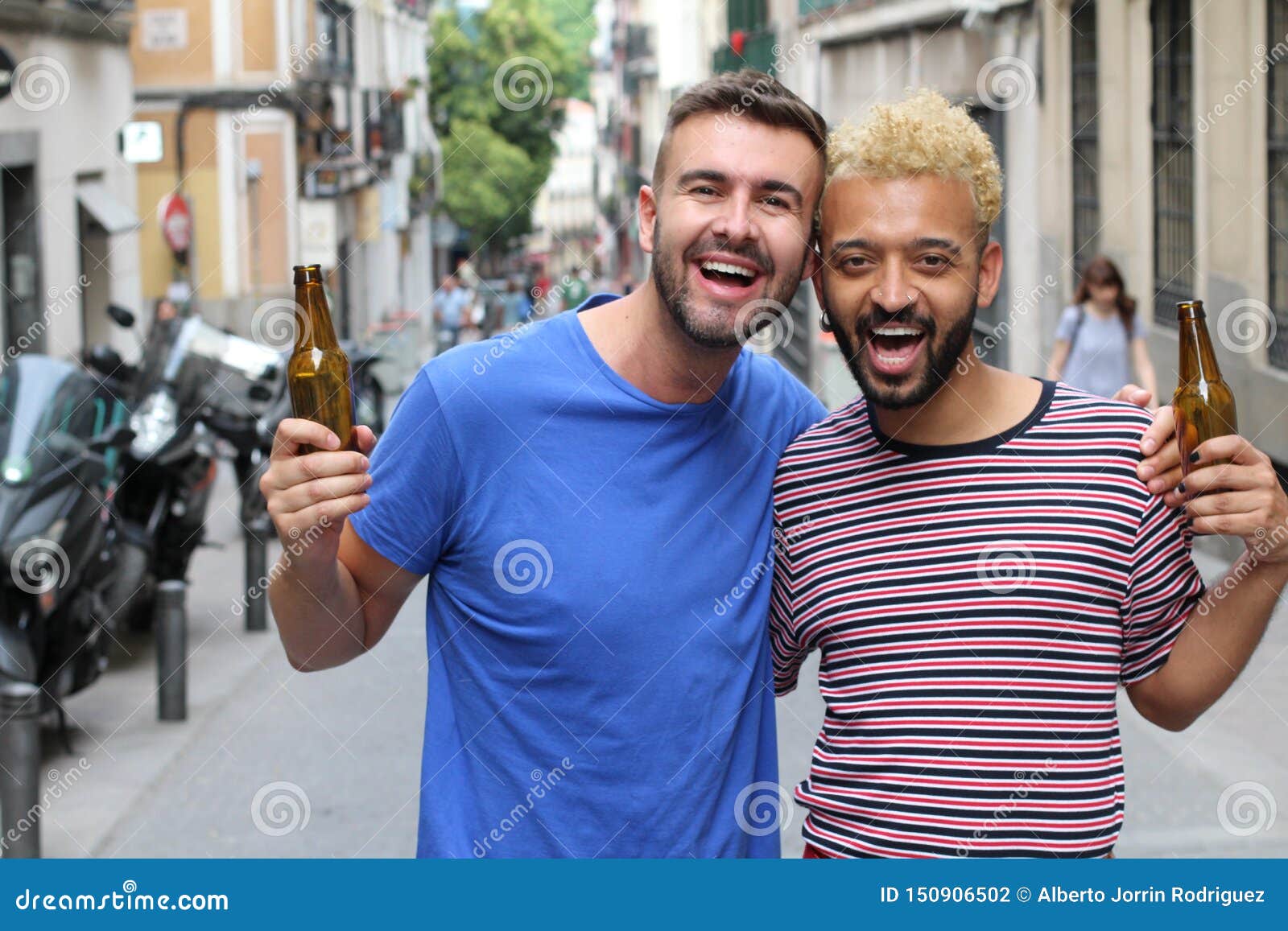 Two Men Having Fun and Drinking Stock Photo - Image of drink, american ...