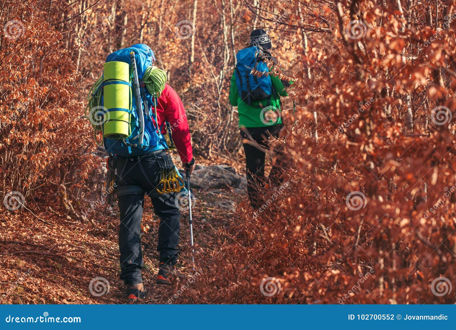 Two men hiking. stock photo. Image of climb, leader - 102700552