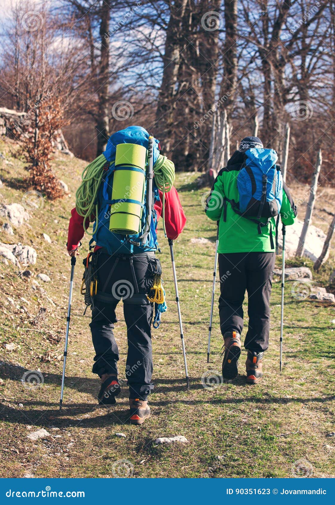 Two men hiking stock image. Image of backpacking, outdoor - 90351623