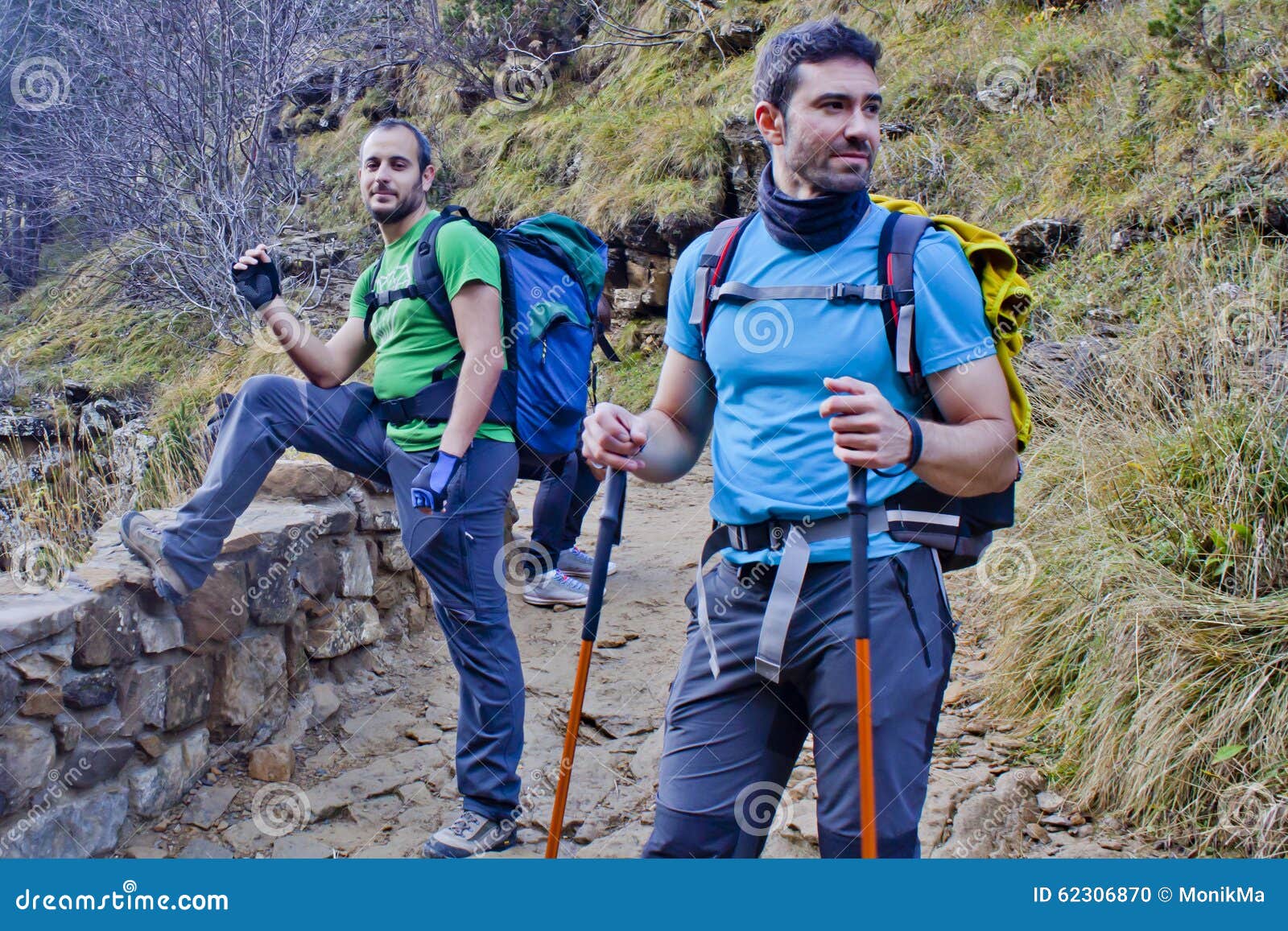 Two Men Hiking in the Mountains Stock Photo - Image of mountains ...