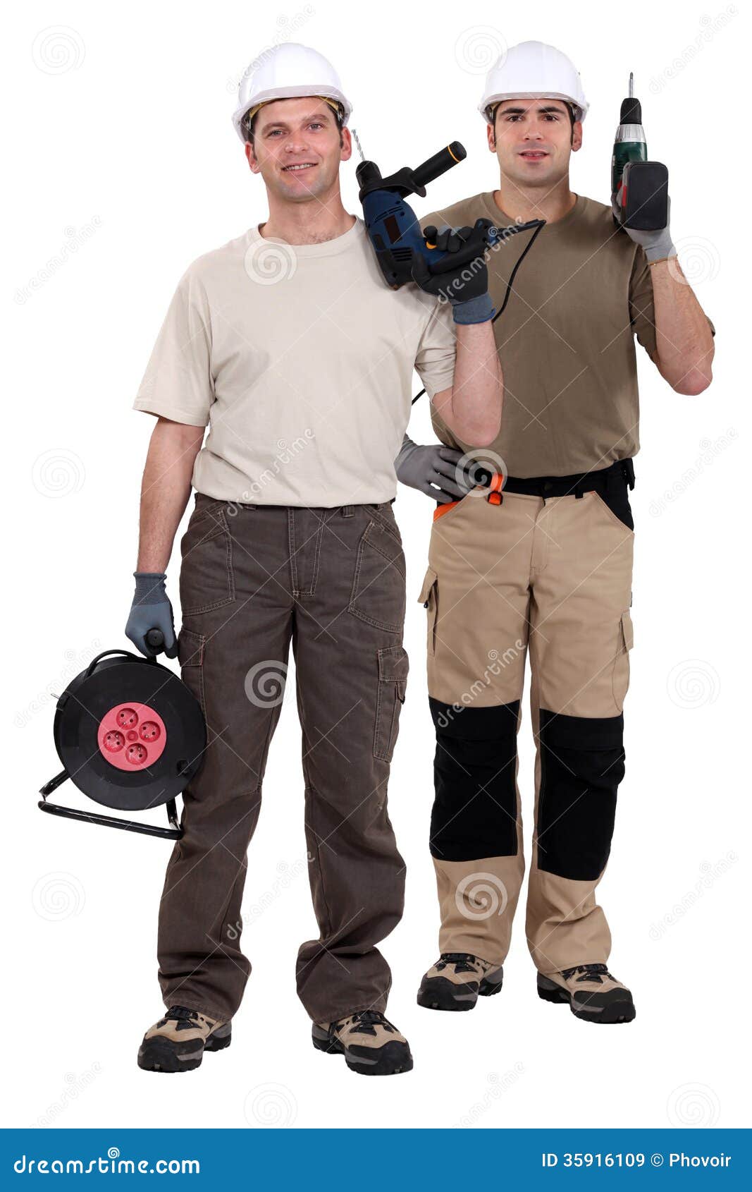 Two men holding drills stock image. Image of indoors - 35916109