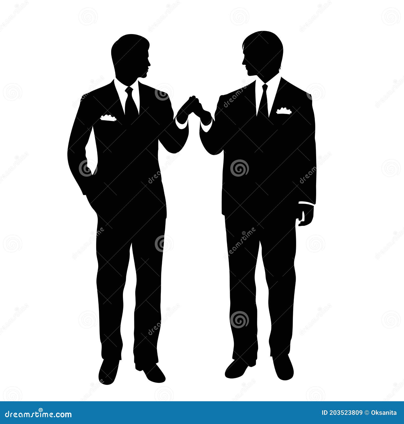 Two Men Holding Hands. Isolated on White Stock Vector - Illustration of ...