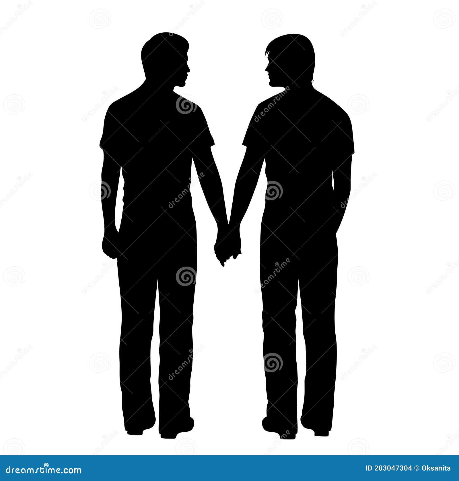 Two Men Holding Hands. Isolated on White Stock Vector - Illustration of adult, romantic: 203047304