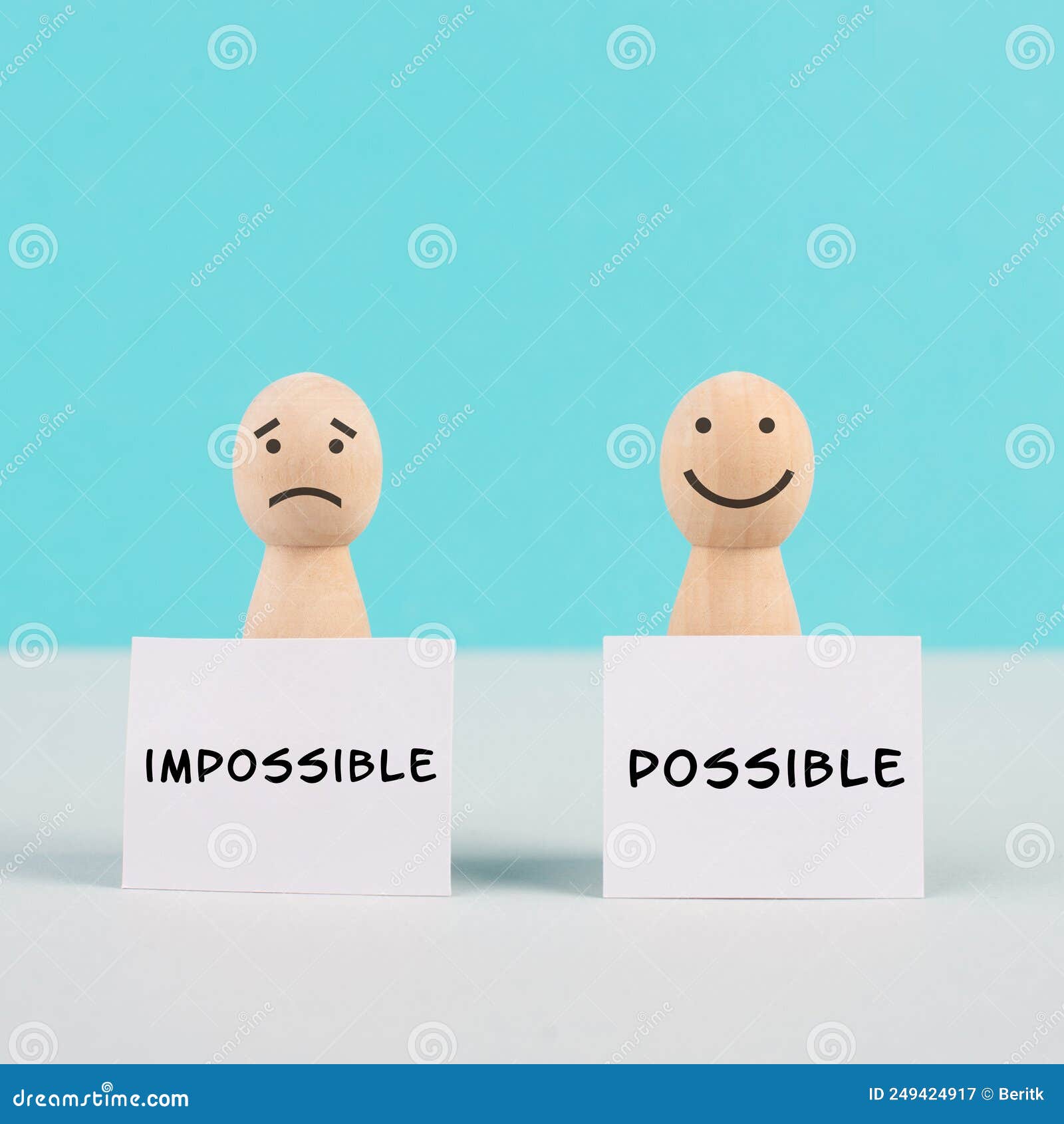 Two Men Holding Signs, Possible and Impossible Concept, Mindset of an ...