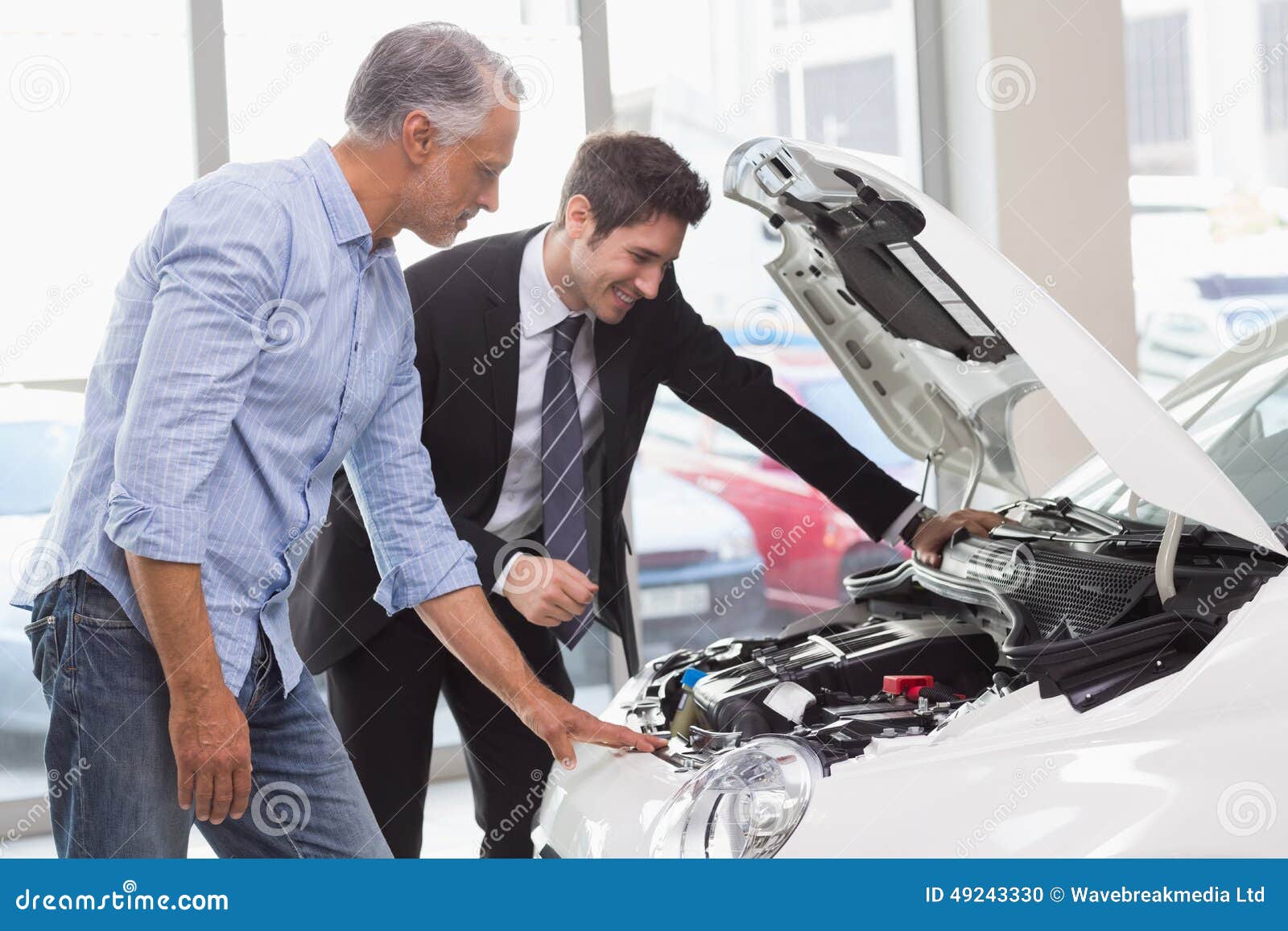 Two Men Looking at a Car Engine Stock Photo - Image of professional ...