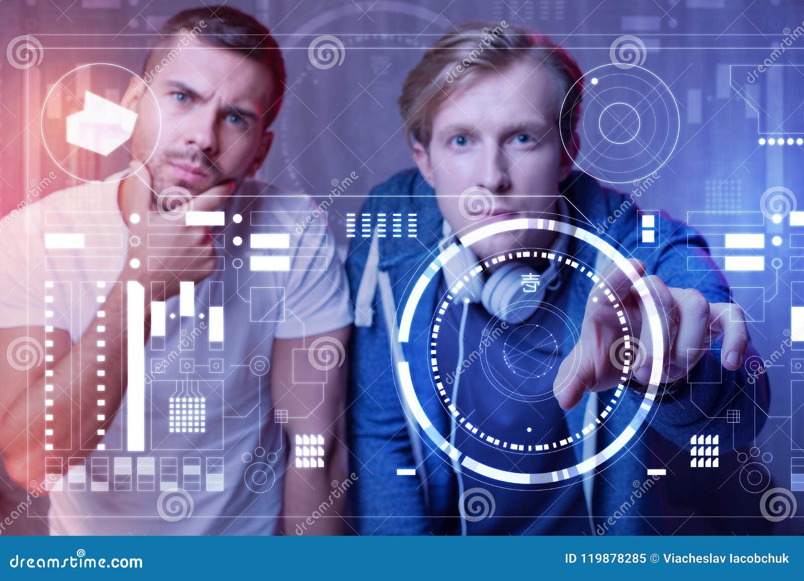 Two Men Looking at the Diagram and Thinking Stock Image - Image of ...