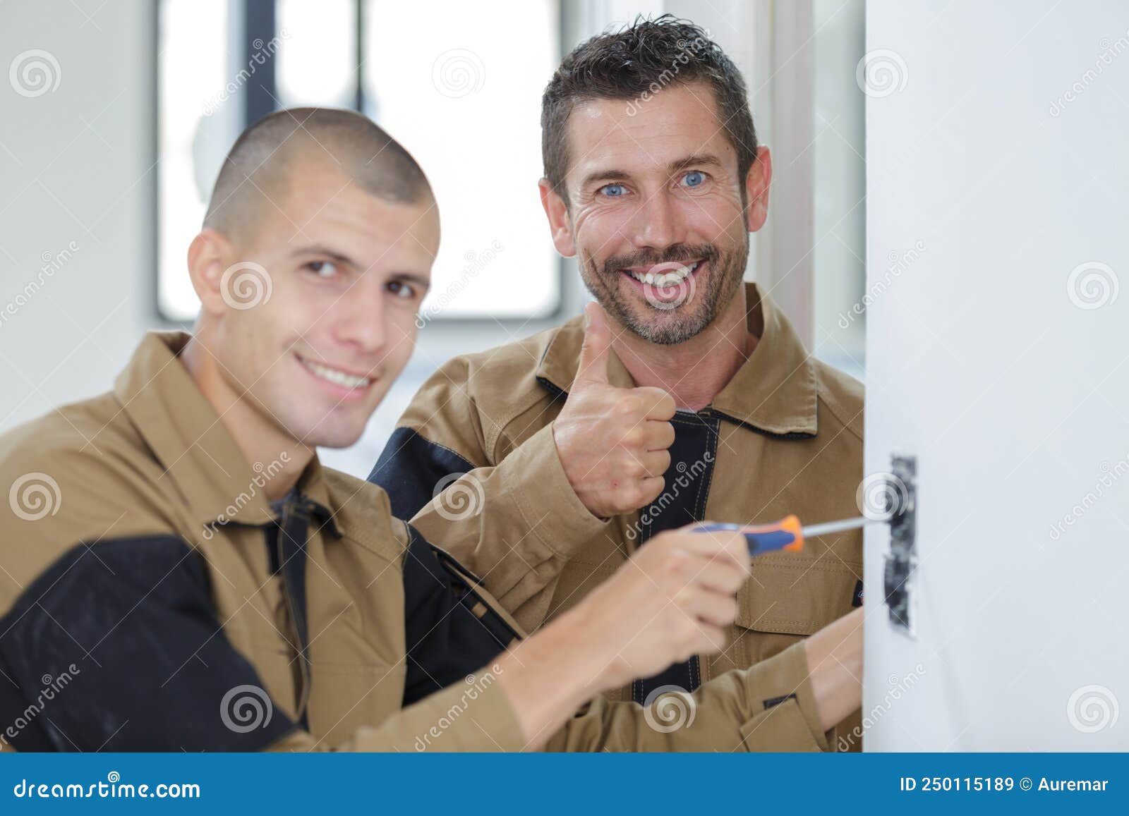 Two Men and Maintenance Service Stock Image - Image of electrician ...