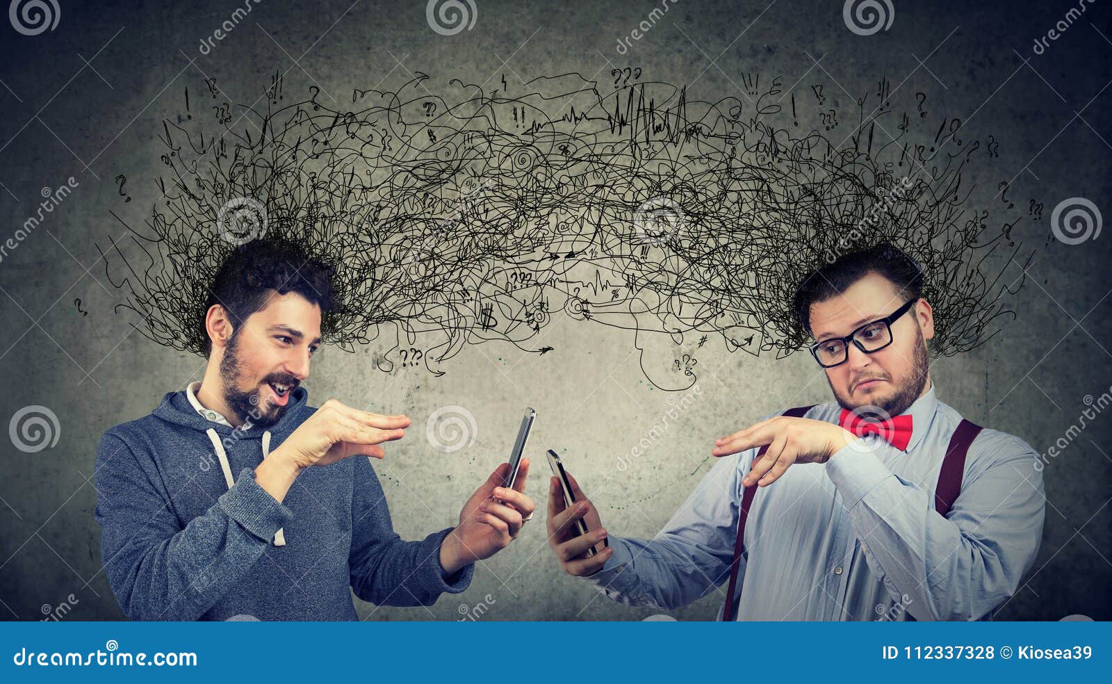 Two Men Manipulating Internet with Smarpthones Stock Photo - Image of ...