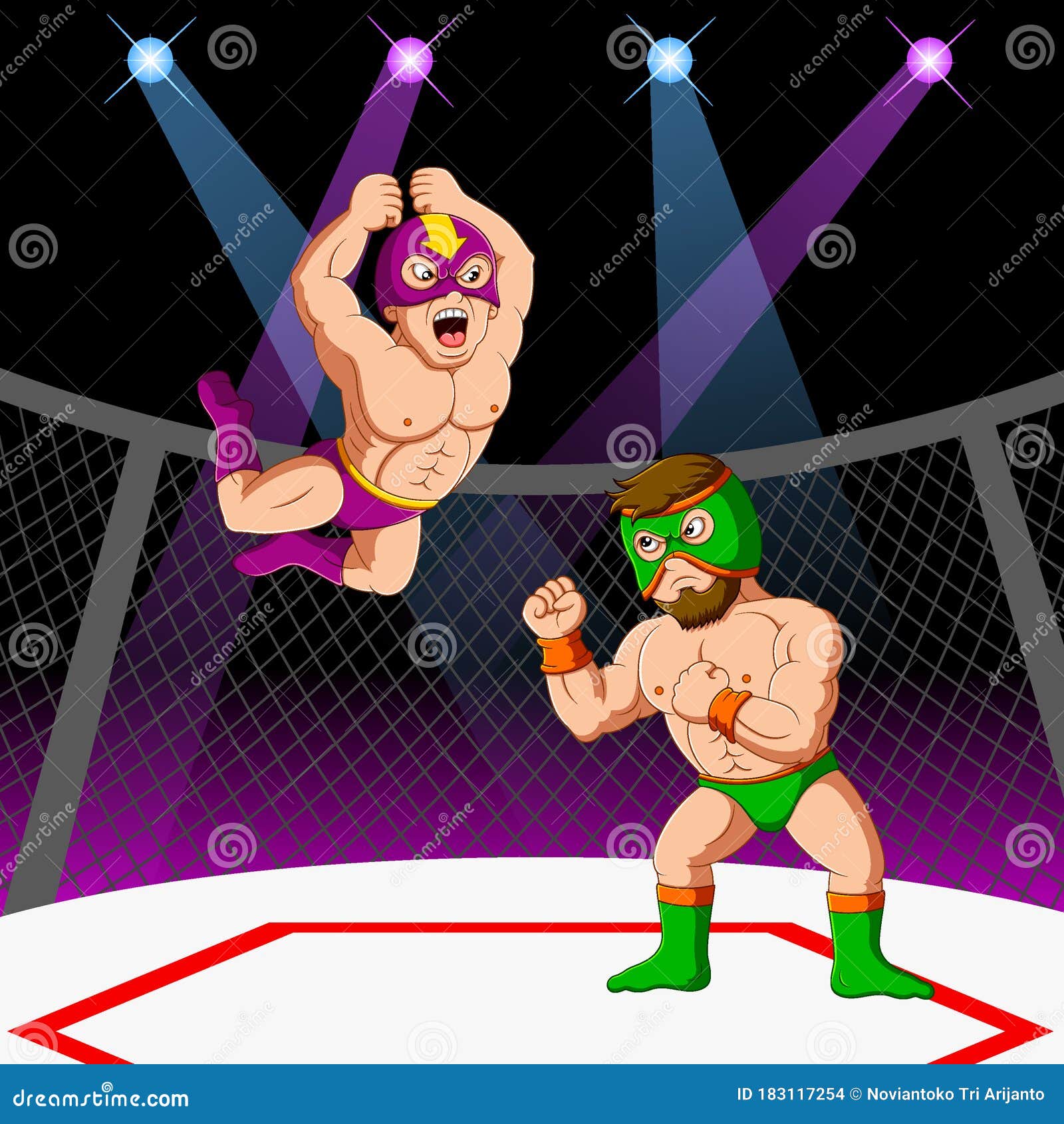 Two Men with Mask Fighting Mixed Martial Arts Stock Vector ...