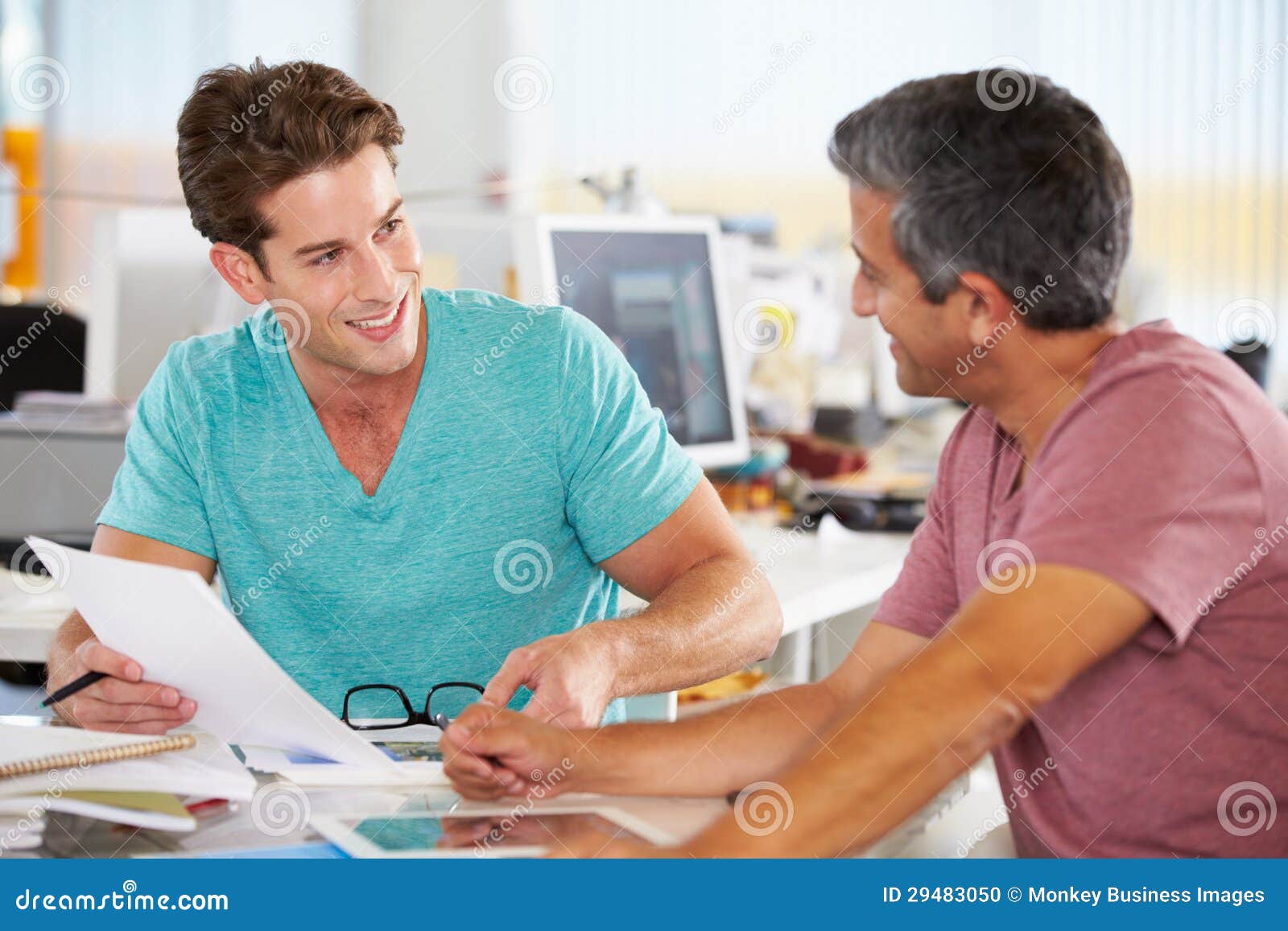 Two Men Meeting in Creative Office Stock Photo - Image of horizontal ...