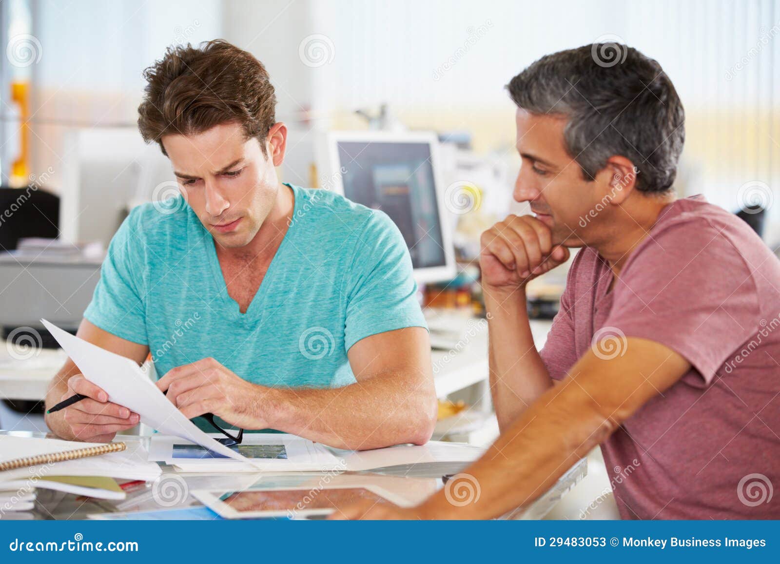 Two Men Meeting in Creative Office Stock Image - Image of discussing ...