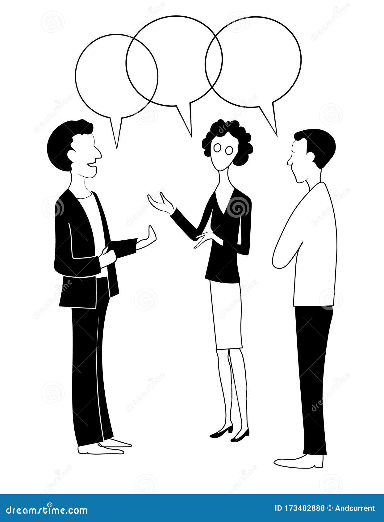 Two Men and One Woman are Talking. Vector Drawing Image. Stock Vector ...
