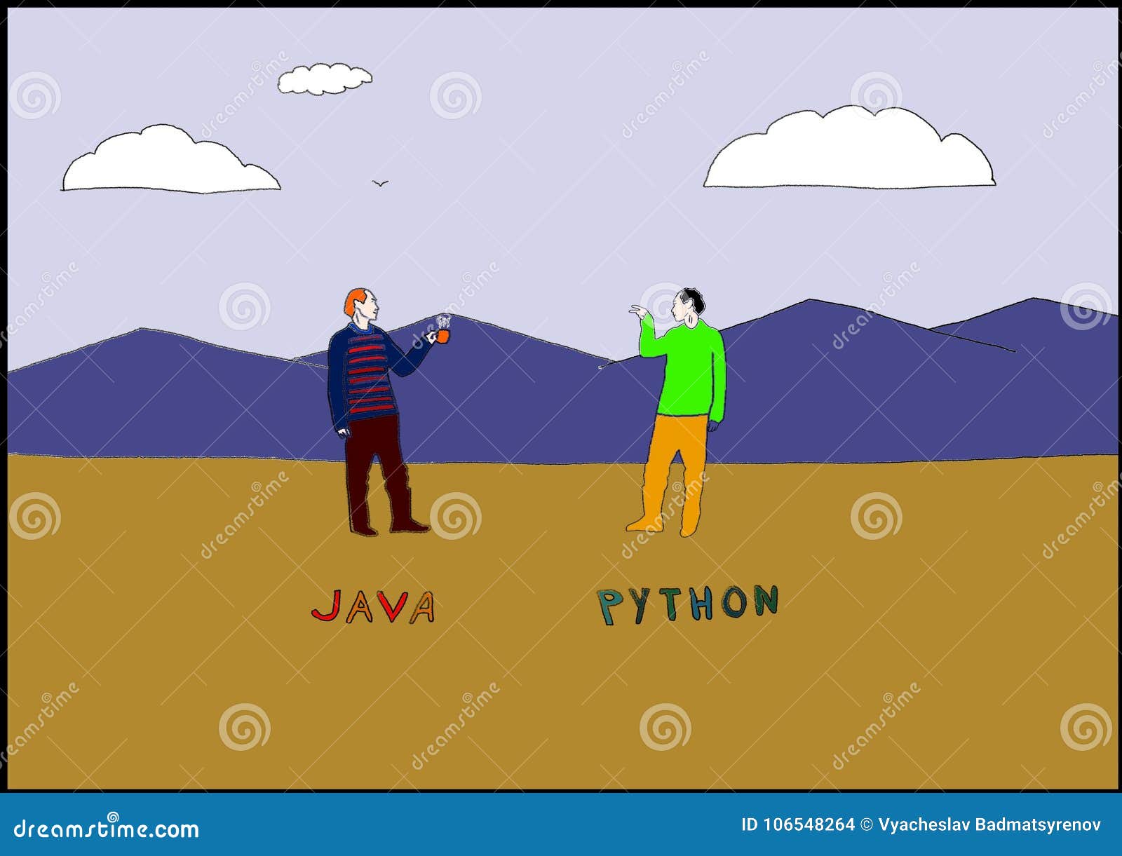 Two Men on Opposite of Each Other Stock Illustration - Illustration of ...