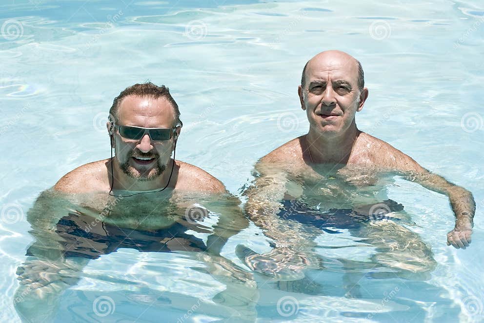 Two men in the pool stock image. Image of outdoors, swimming - 7807007