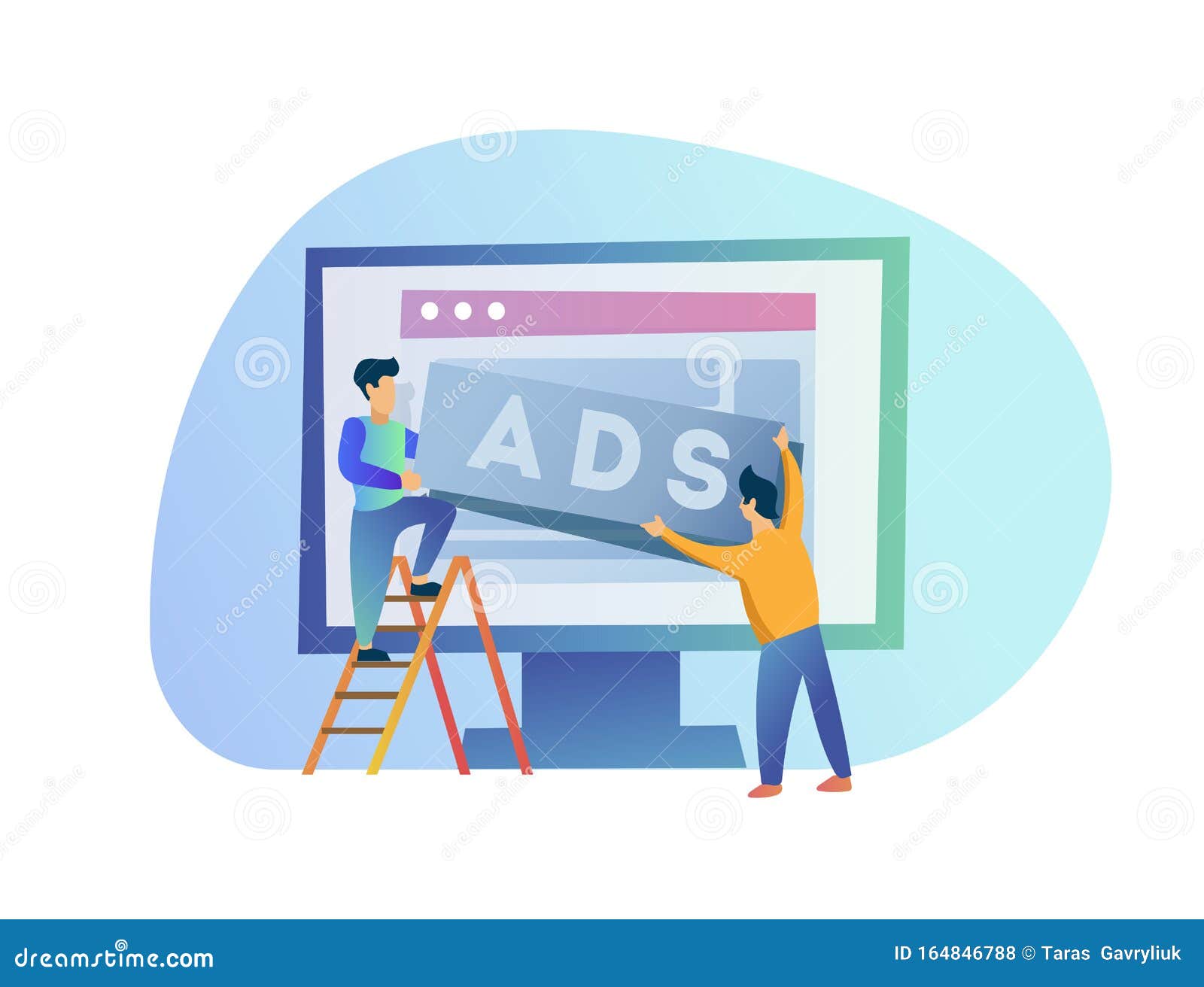 Two men post an ad stock vector. Illustration of cartoon - 164846788