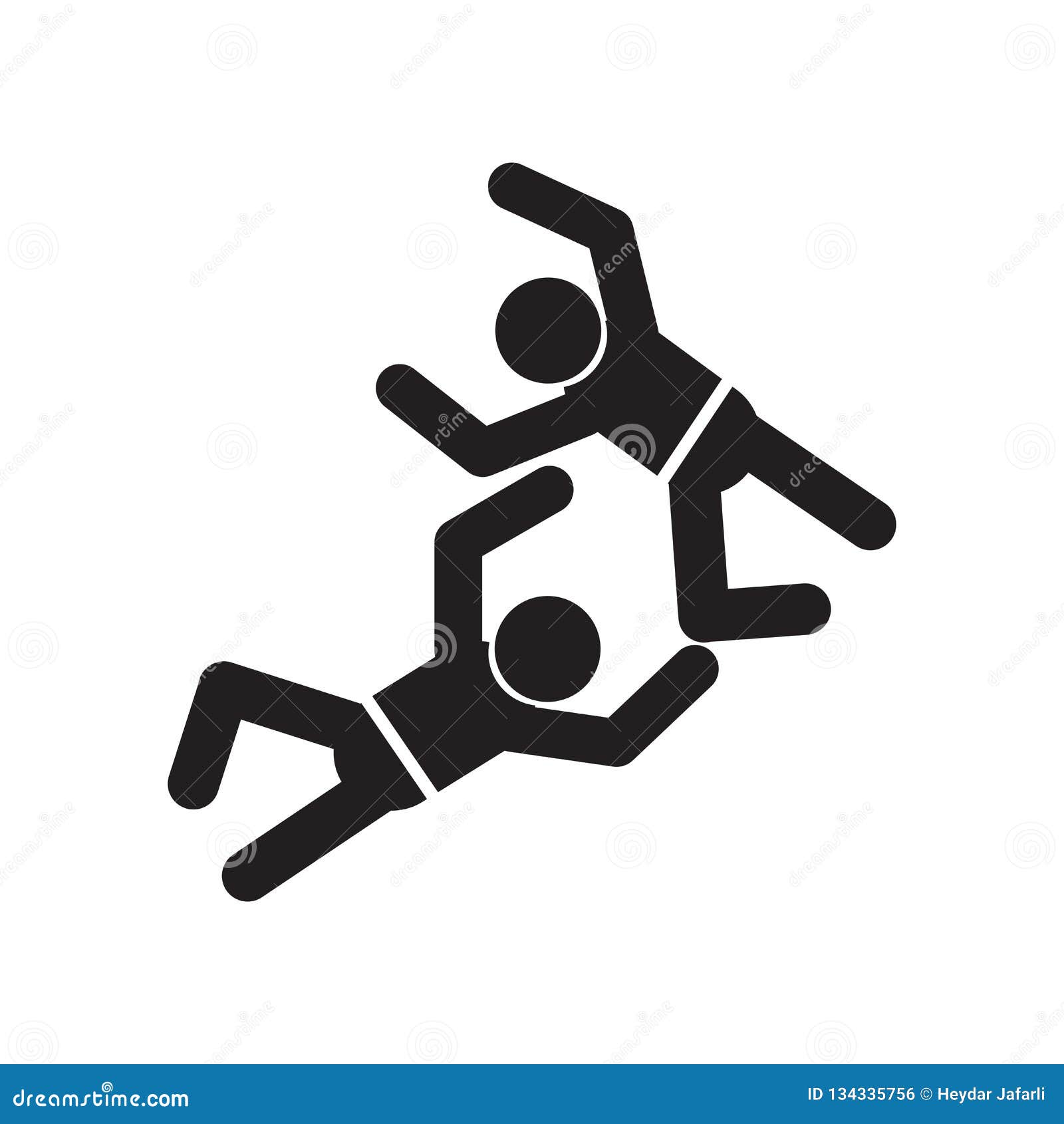 Two Men Practicing Karate Icon Vector Sign And Symbol Isolated On White ...