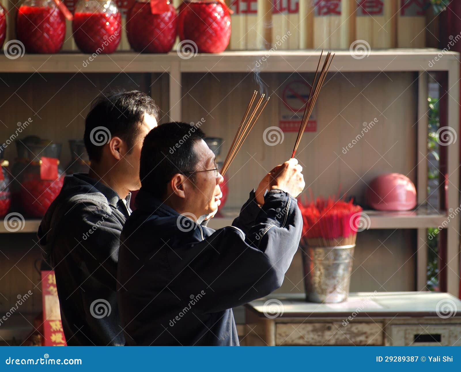 Two Men Pray for the Chinese New Year Editorial Photography - Image of ...