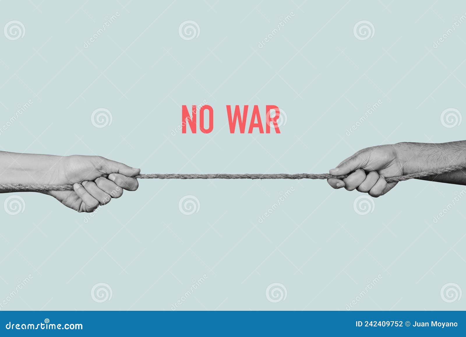 Two Men Pulling a Rope and Text No War Stock Photo - Image of hand ...