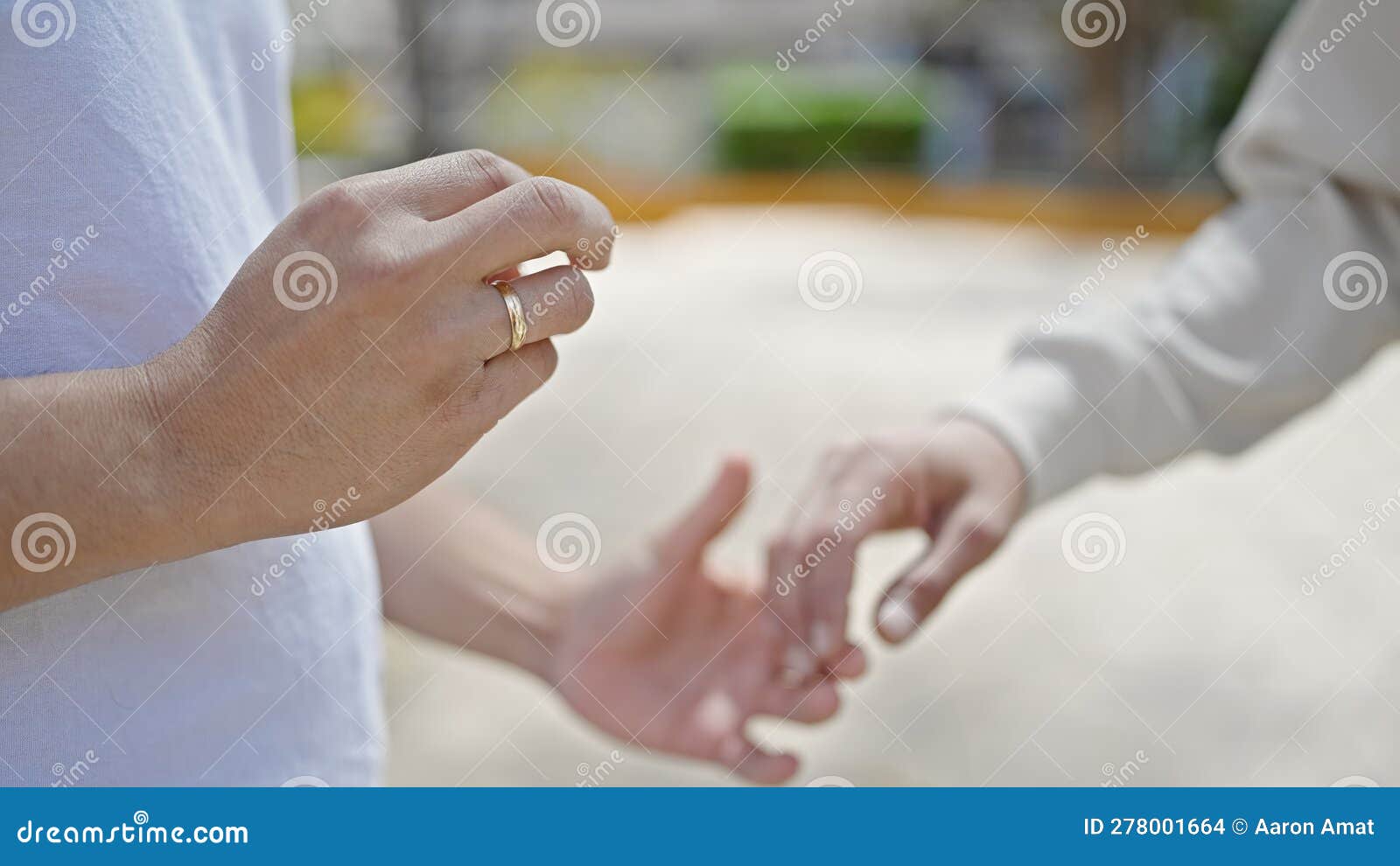 Two Men Putting Married Ring on Finger at Park Stock Photo - Image of ...