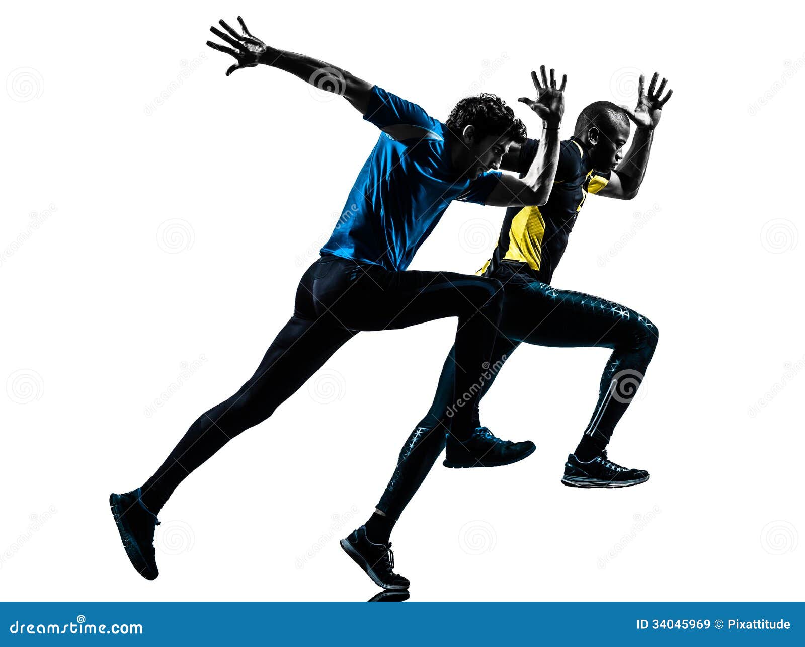 Two Men Racing Runner Sprinter Silhouette Stock Image - Image of ...
