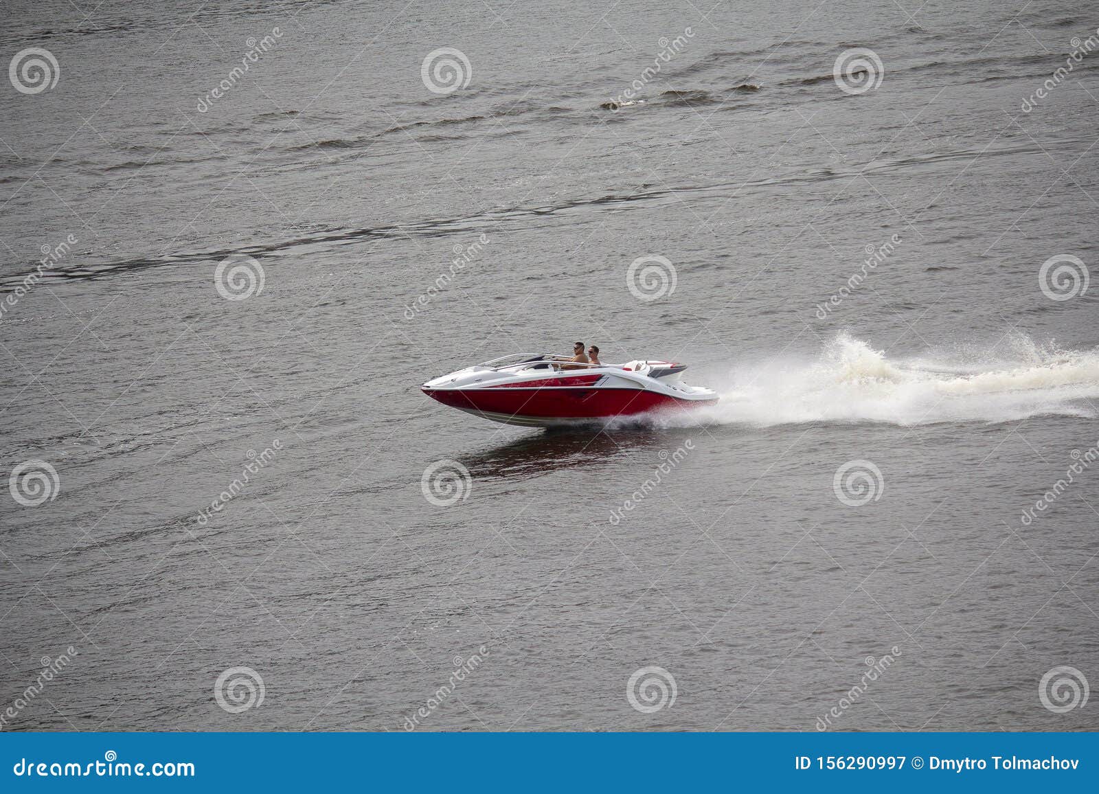 Two Men are Rapidly Moving in a Motor Boat Stock Image - Image of ...
