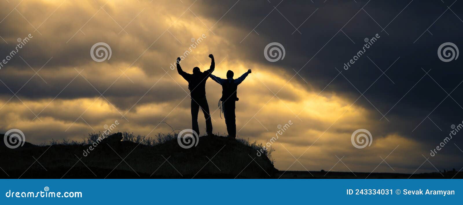 Two Men in Rock at the Sunset Stock Image - Image of team, nature ...