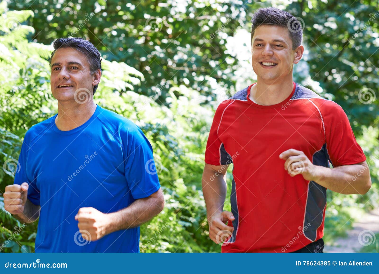 Two Men Running in Countryside Together Stock Image - Image of jogging ...