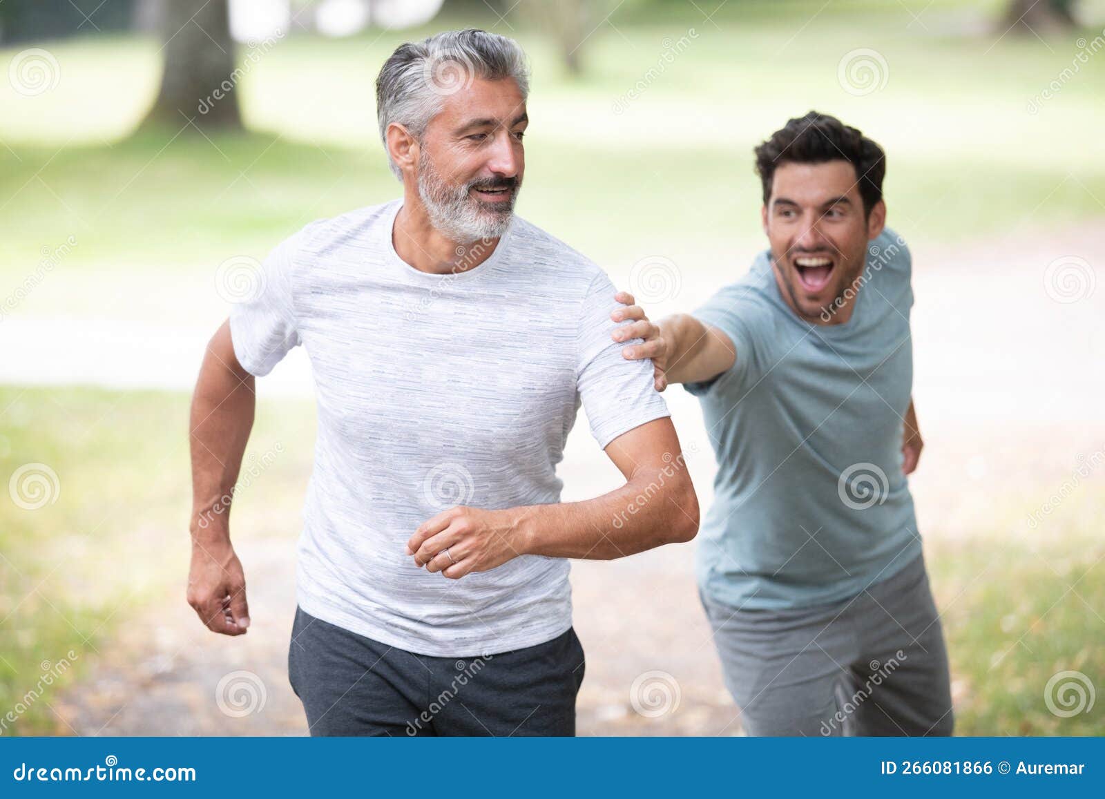 Two men running together stock photo. Image of mustache - 266081866