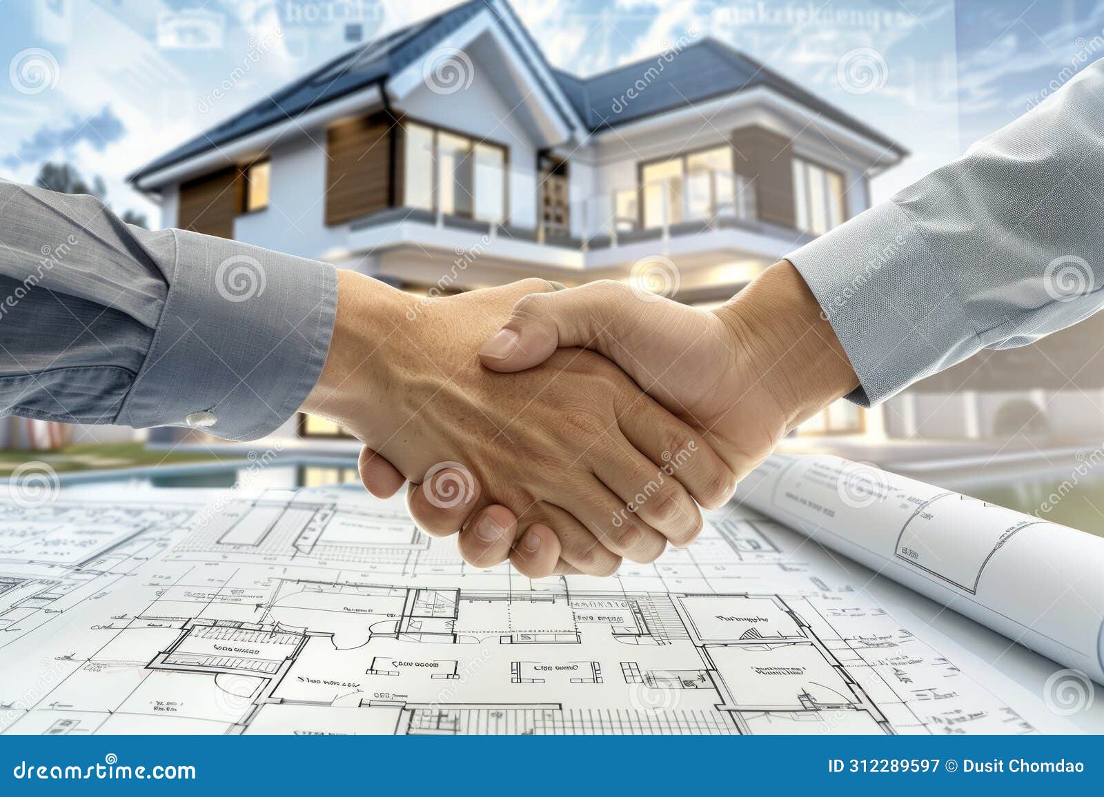 Two Men Shaking Hands in Front of a Building Stock Image - Image of ...